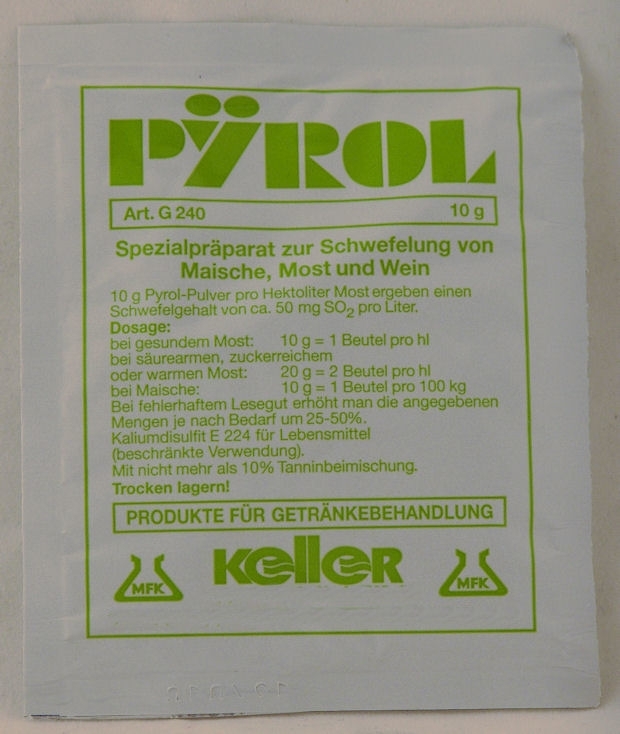 Pyrol Pulver 10gr | So2 | Behandlungsmittel | Kellerei & Brennereibedarf