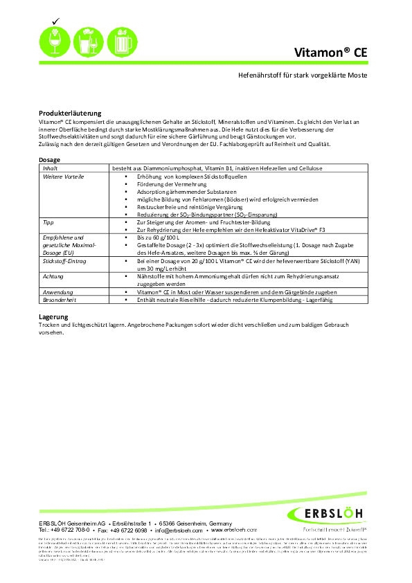 Vitamon CE / 1kg | Nährstoffe für Hefen | Behandlungsmittel | Kellerei ...